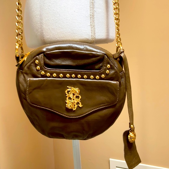 Rough Roses | Bags | Nwt Rough Roses Brown Round Gold Chain Purse ...